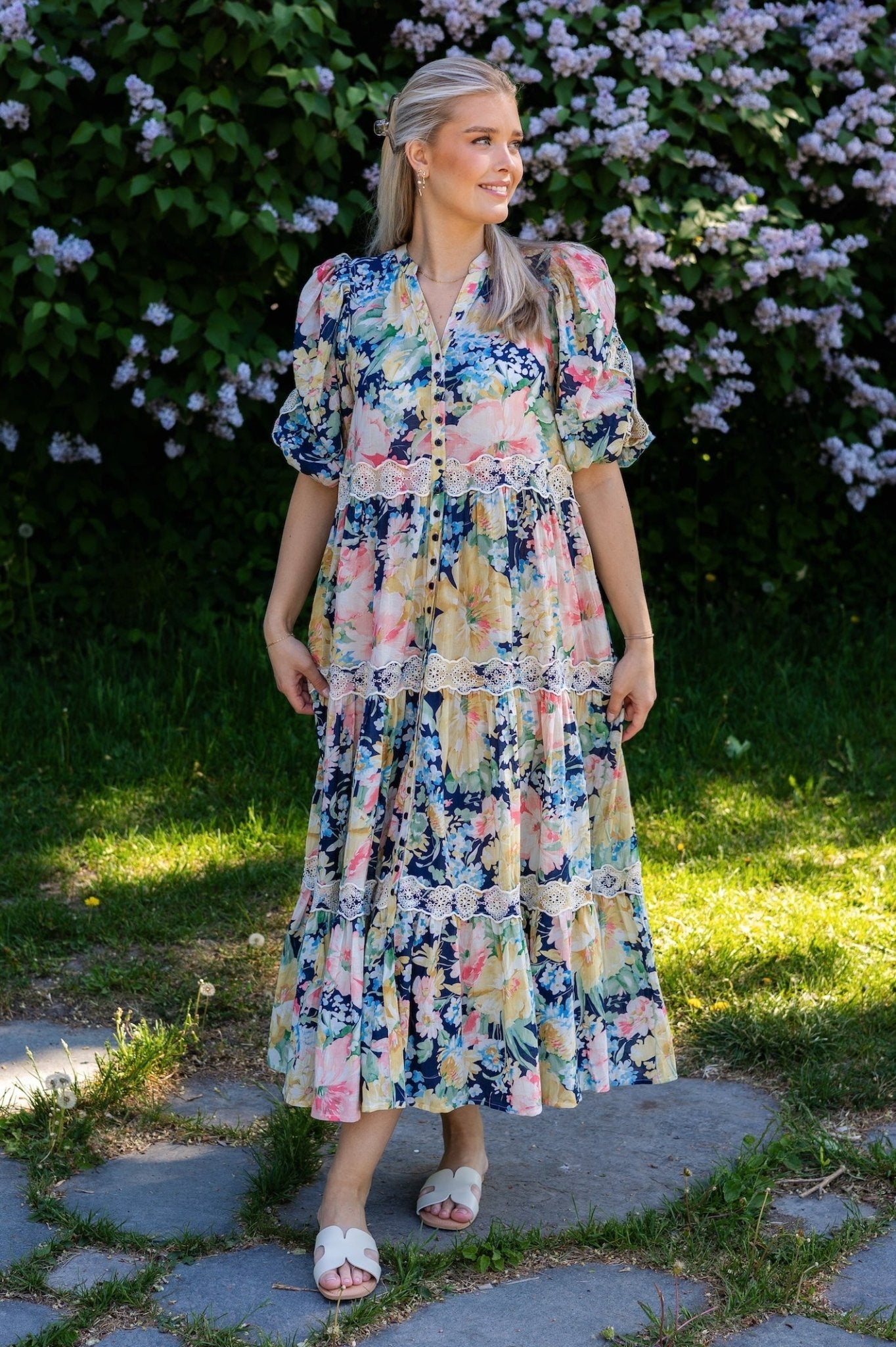 ByTiMo - Cotton Slub Relaxed Dress Botanic - Smuk