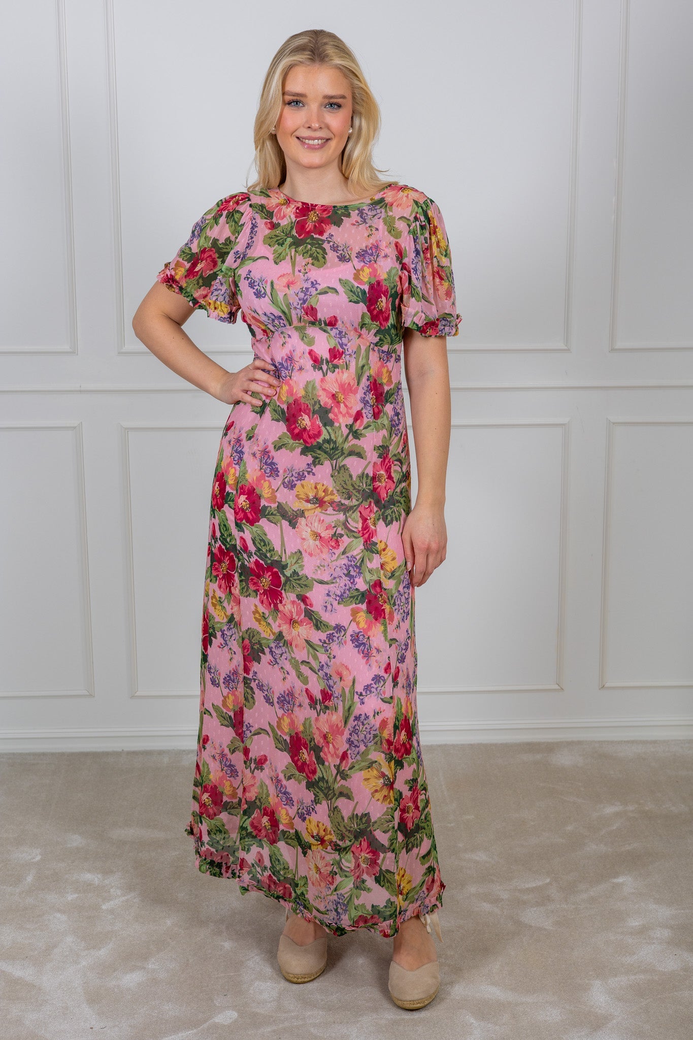 ByTiMo - Dotted Georgette Maxi Dress Pink Blossom - Smuk