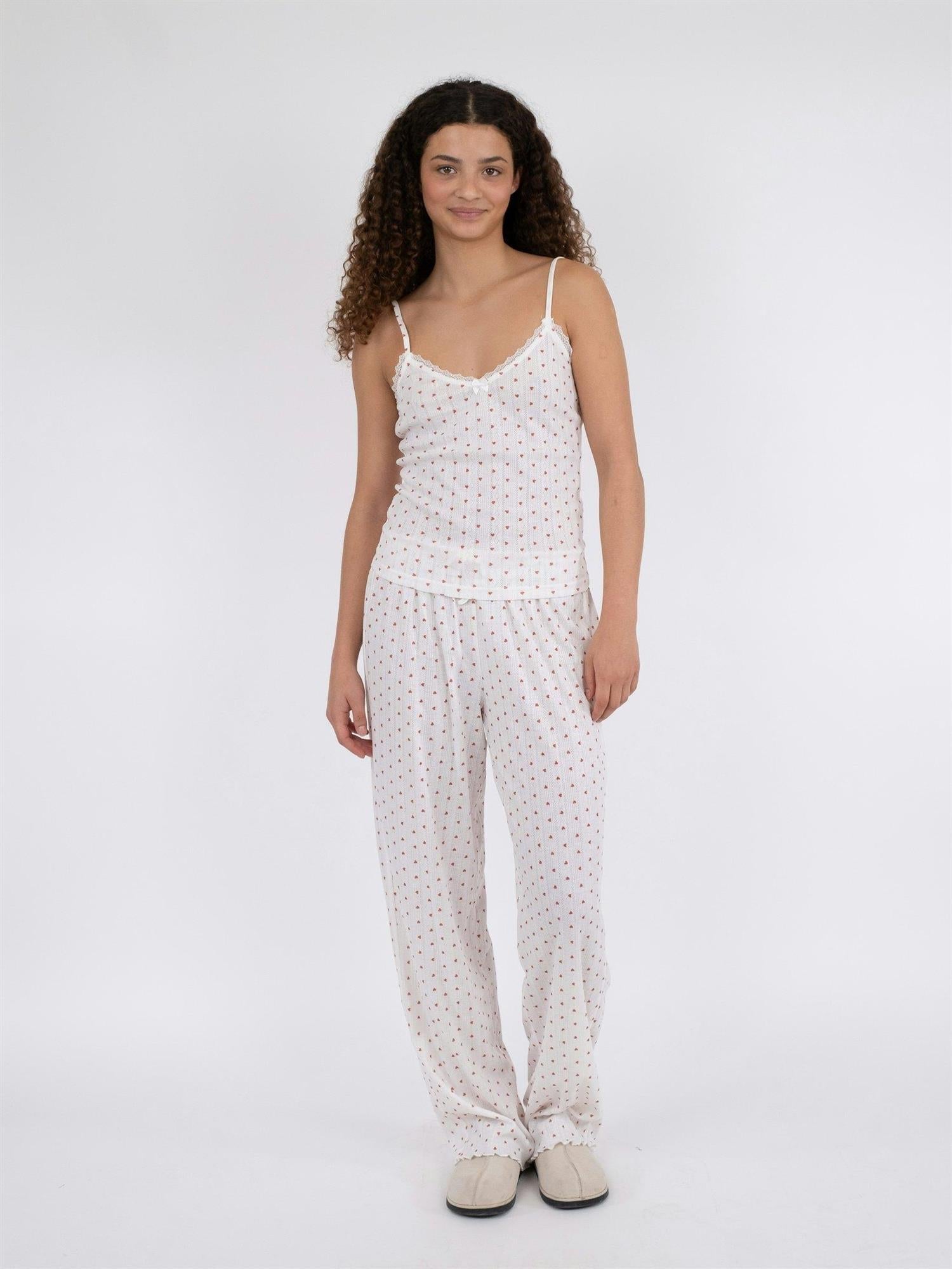 Neo Noir - Lindsay Pointelle Heart Top White - Smuk