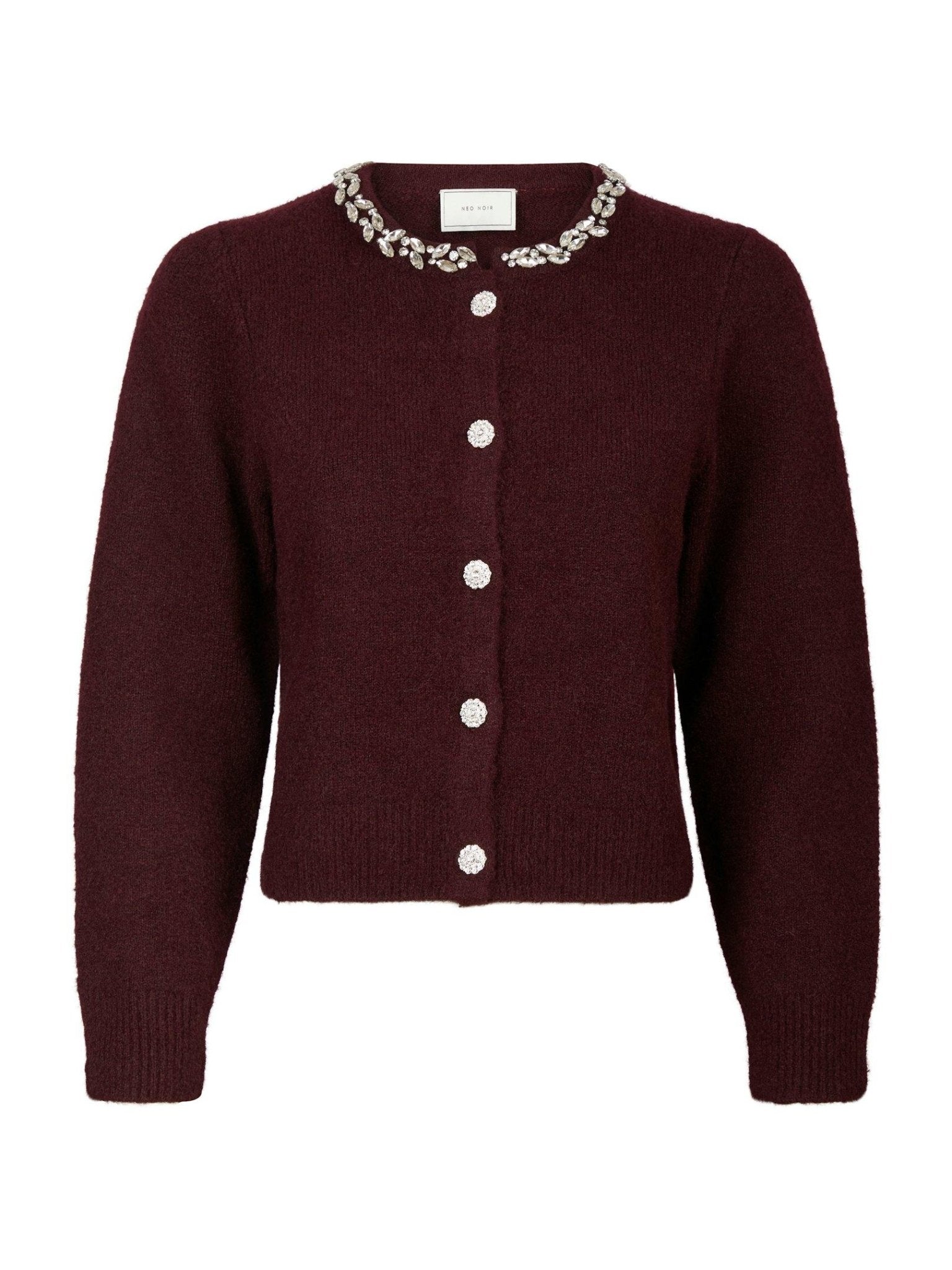Neo Noir - Marie Stone Knit Cardigan Wine - Smuk