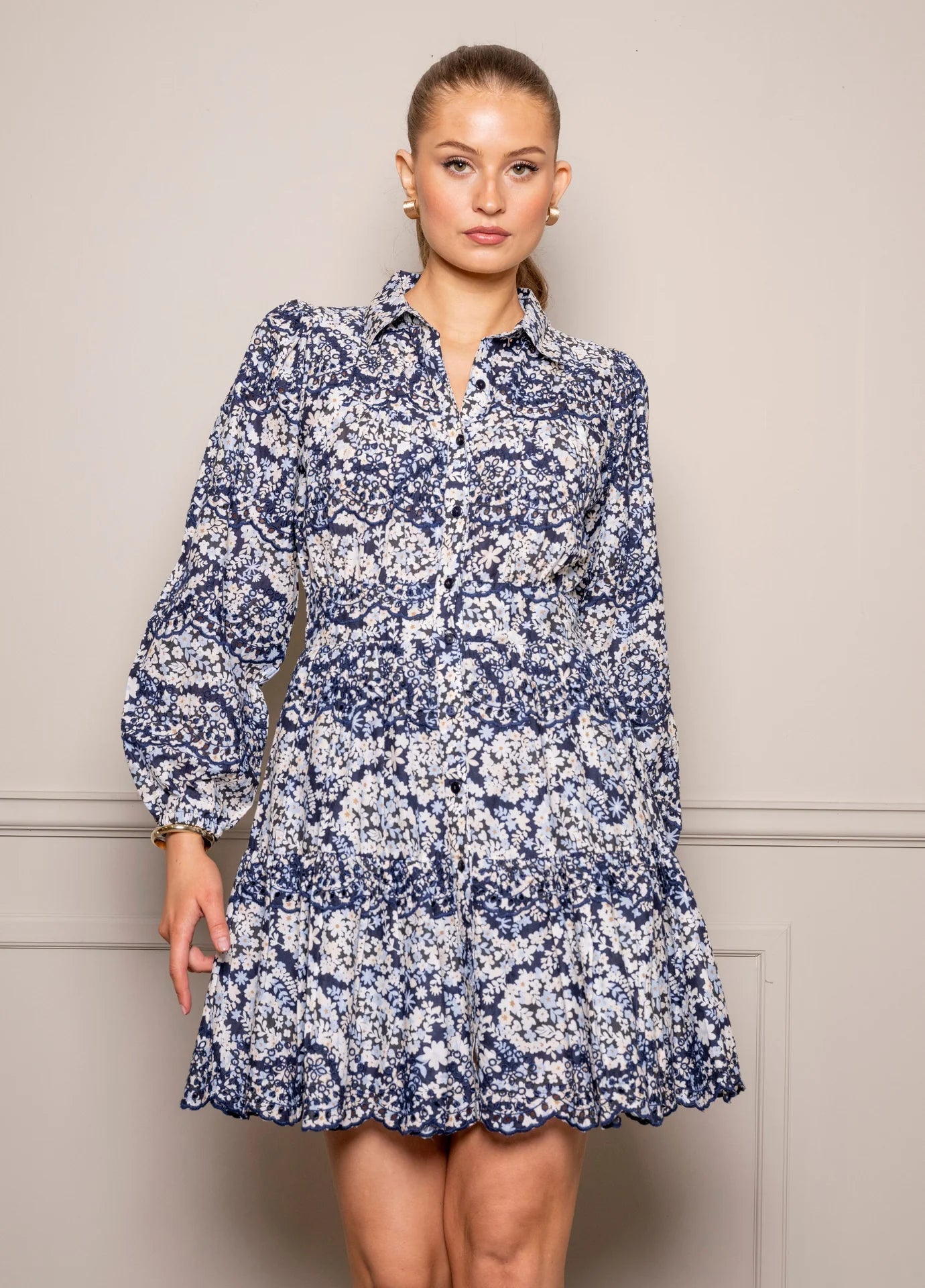 MISSMAYA - Vicky Dress Blue Flower - Smuk