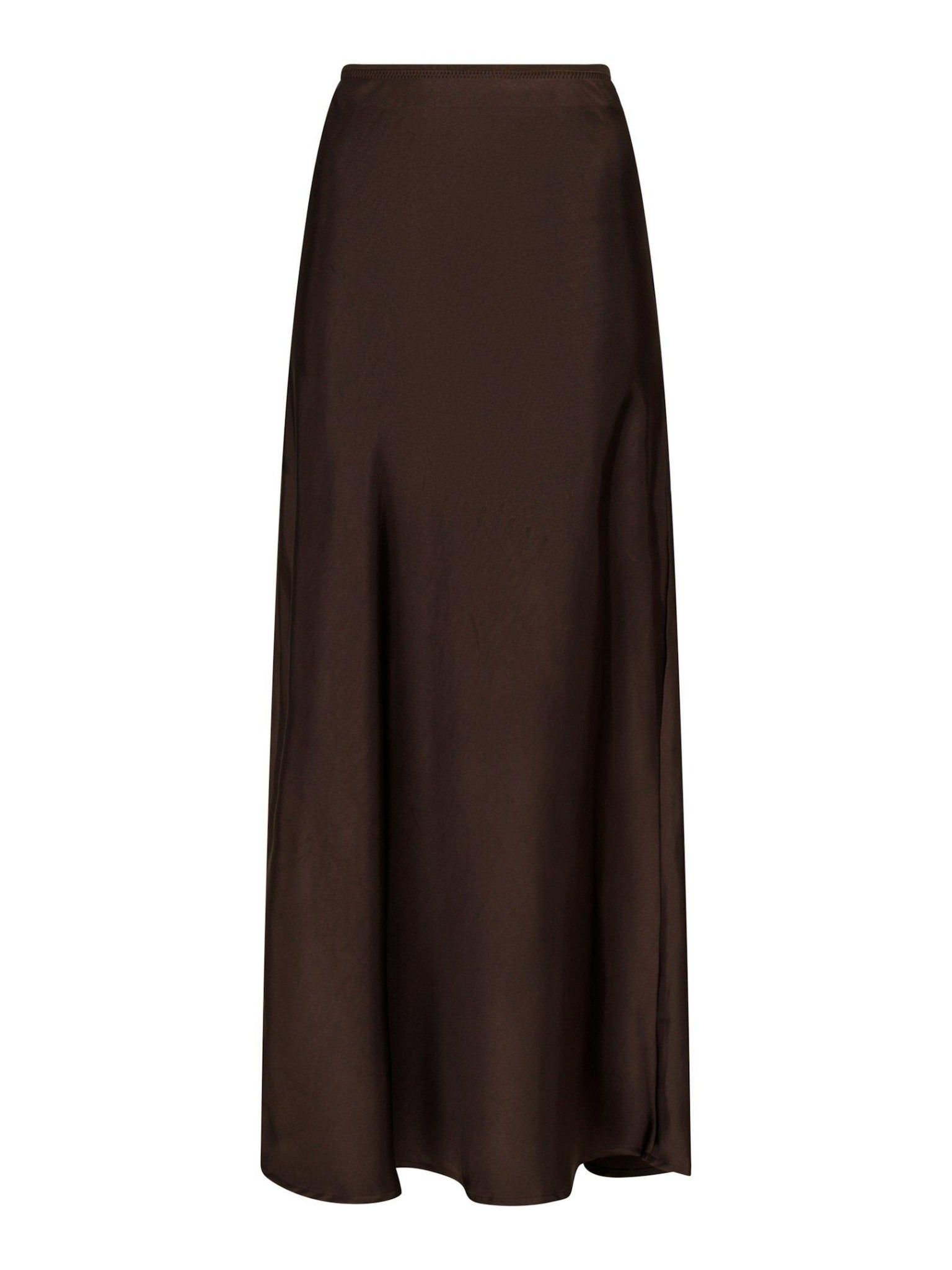 Neo Noir - Vicky Heavy Sateen Skirt Dark Brown - Smuk