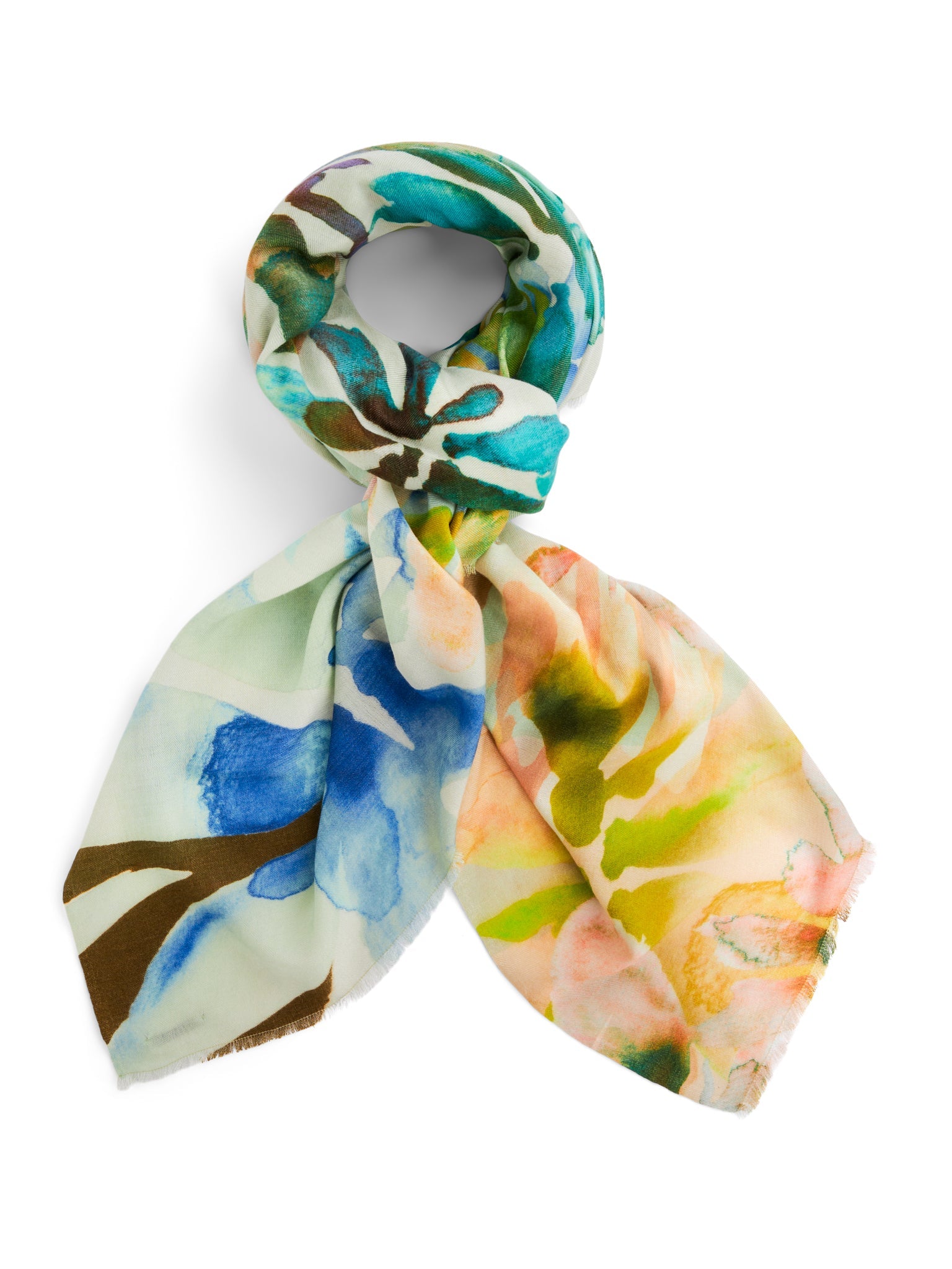 Katrin Uri - Aqua Flower Scarf Multi - Smuk